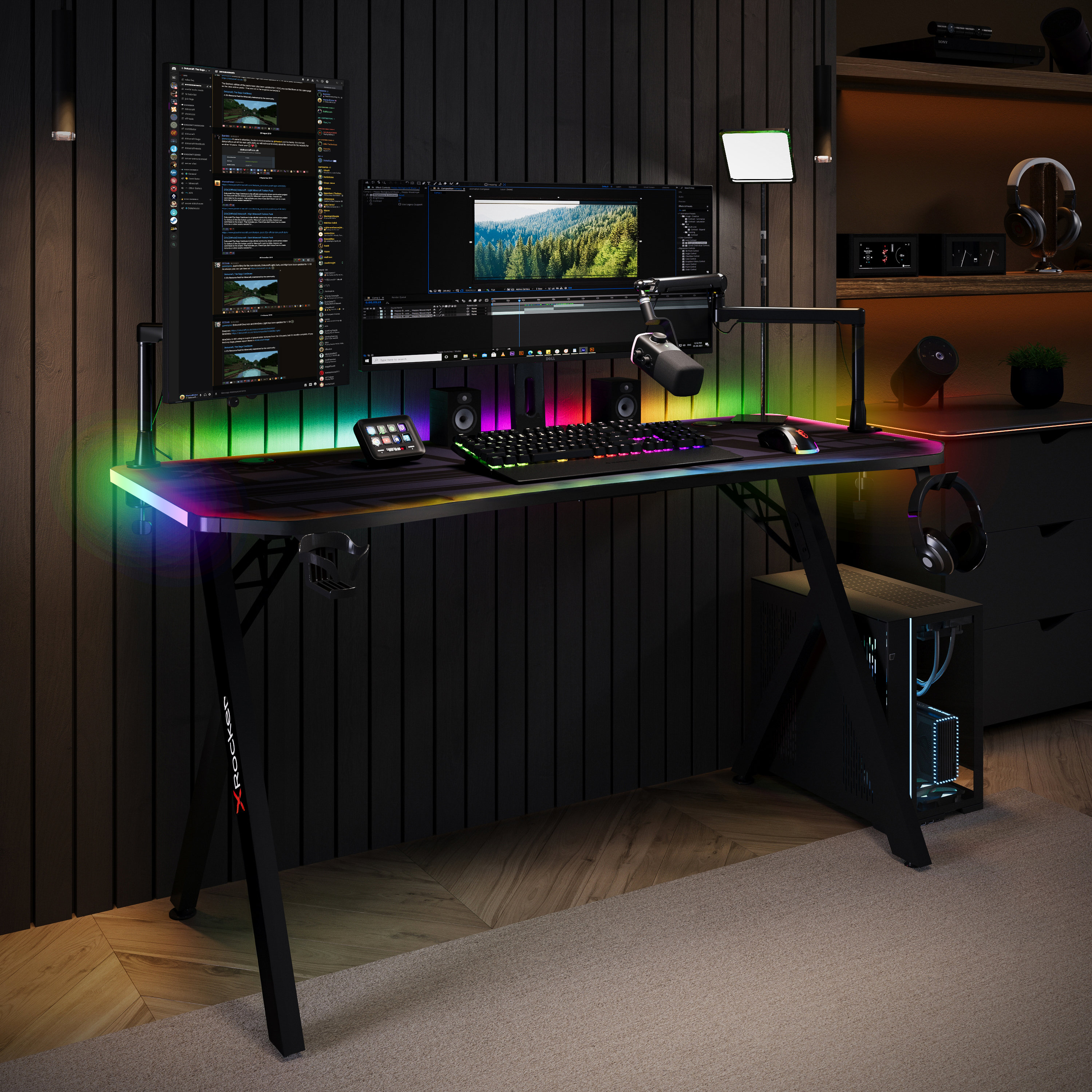 X Rocker Lumio Gaming Desk With 3 Sided App Controlled LED Lighting ...
