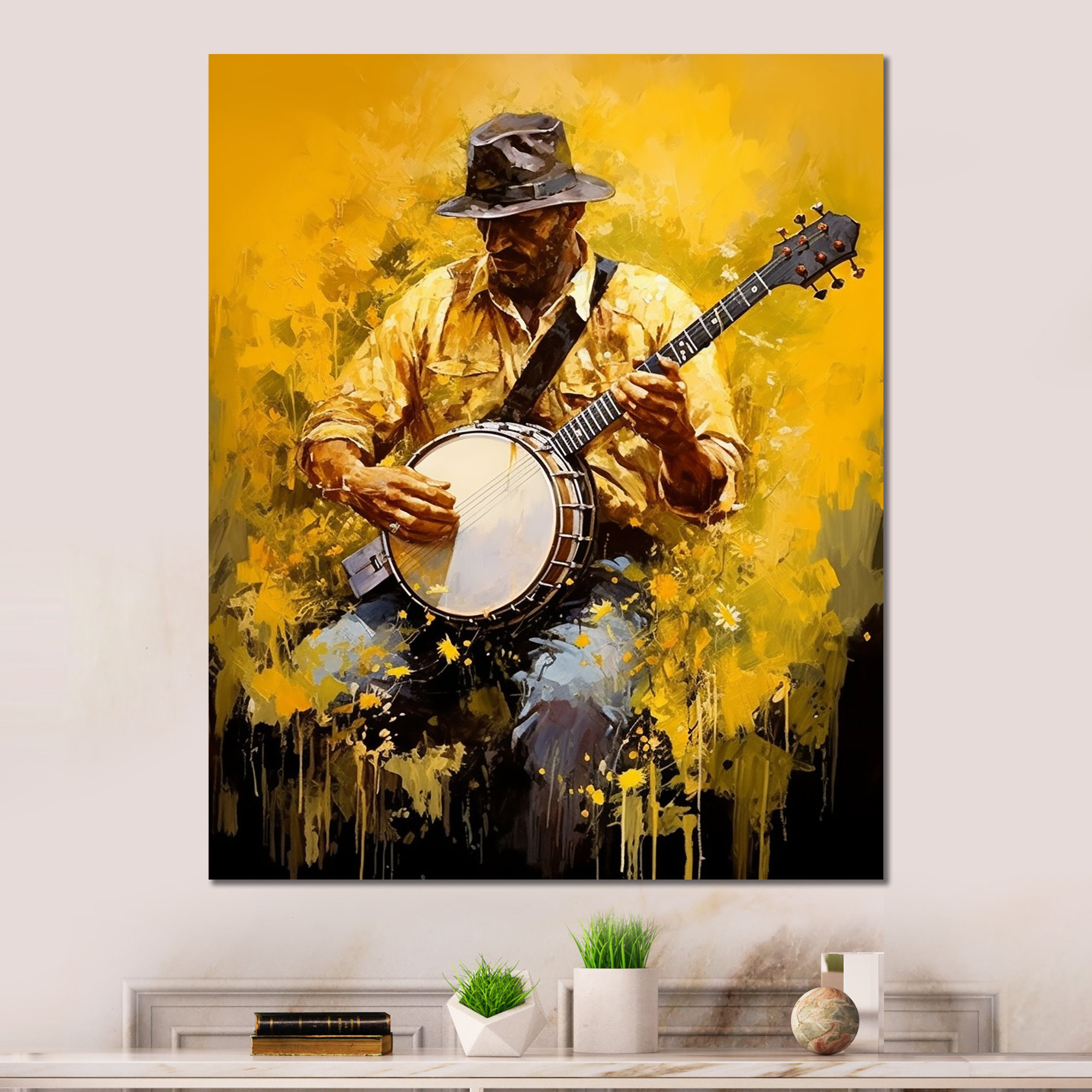 Red Barrel Studio® " Music Banjo Bliss Sunny Yellow " on | Wayfair
