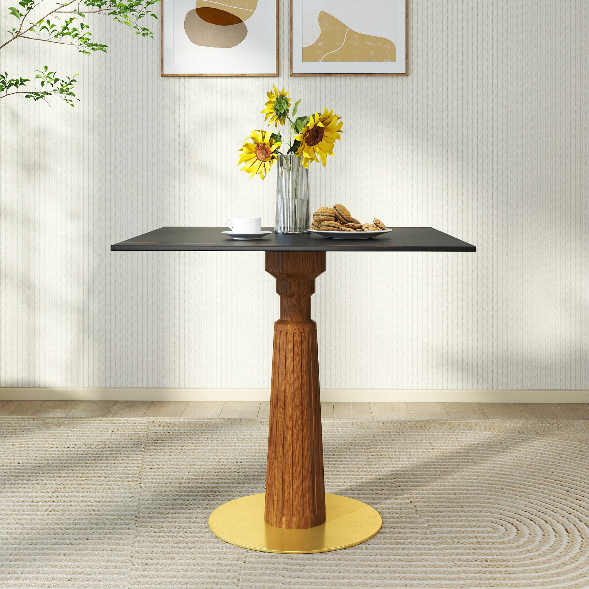Latitude Run® Modern Dining Table, 33.5" Tempered Glass Table With ...