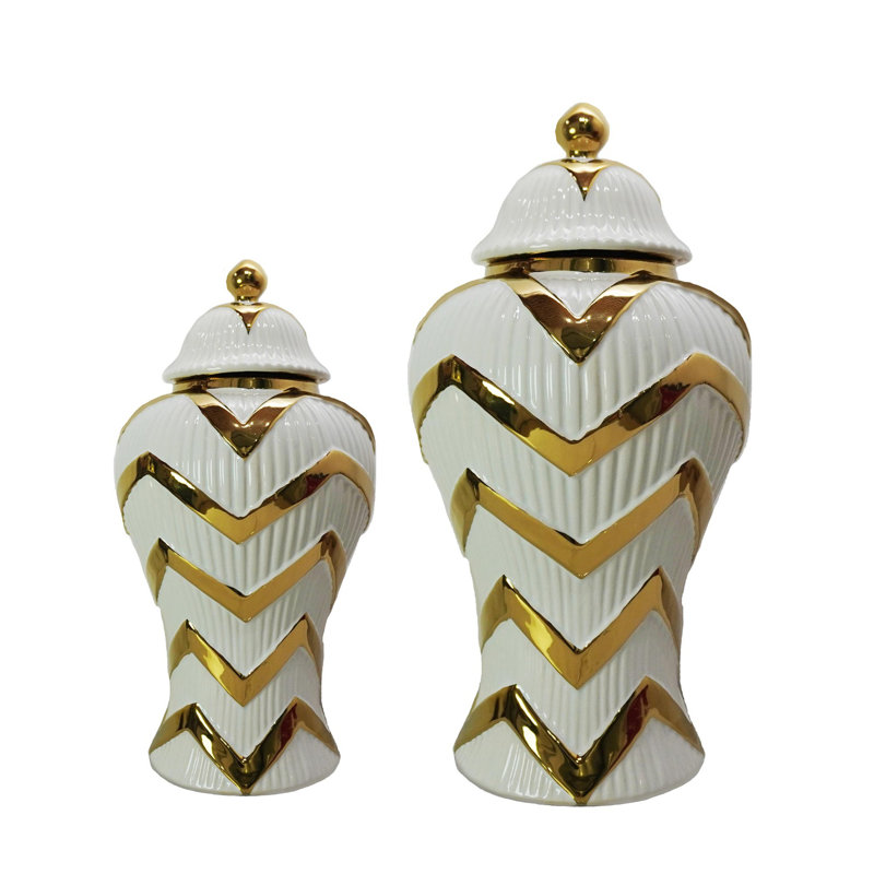 House of Hampton® Gilded Waves Ginger Jar with Removable Lid | Wayfair
