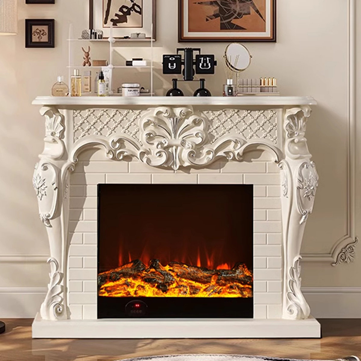 One Allium Way® Solid + Manufactured Wood Freestanding Fireplace ...