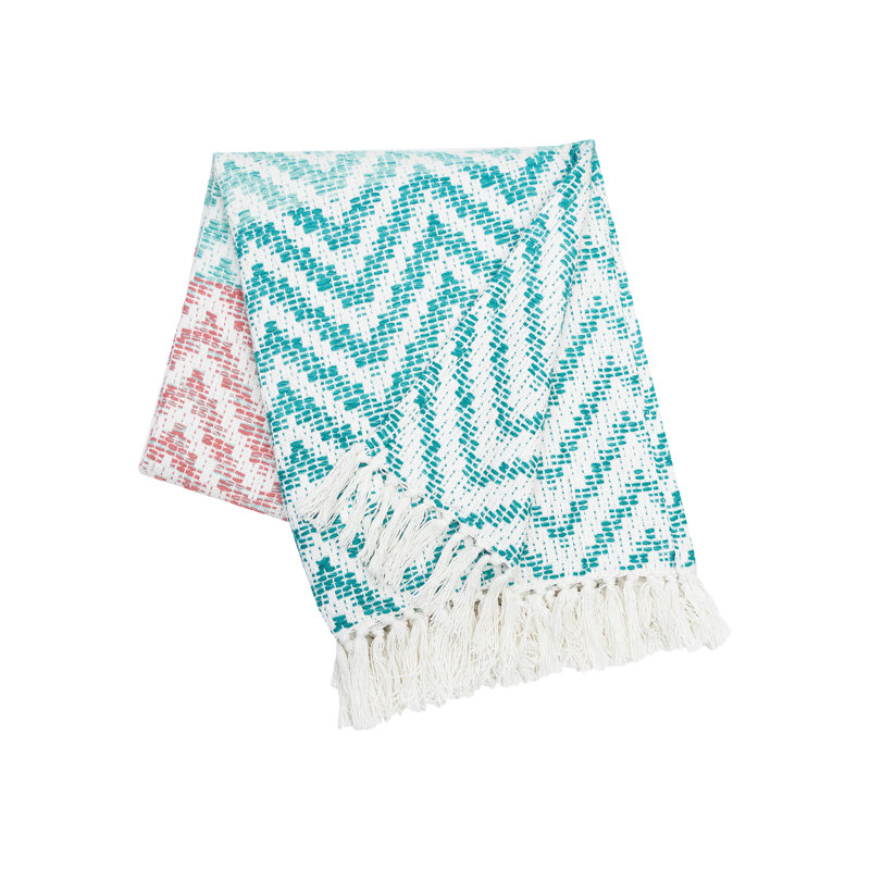 C&F Home Chevron Coral and Green Throw Blanket | Wayfair