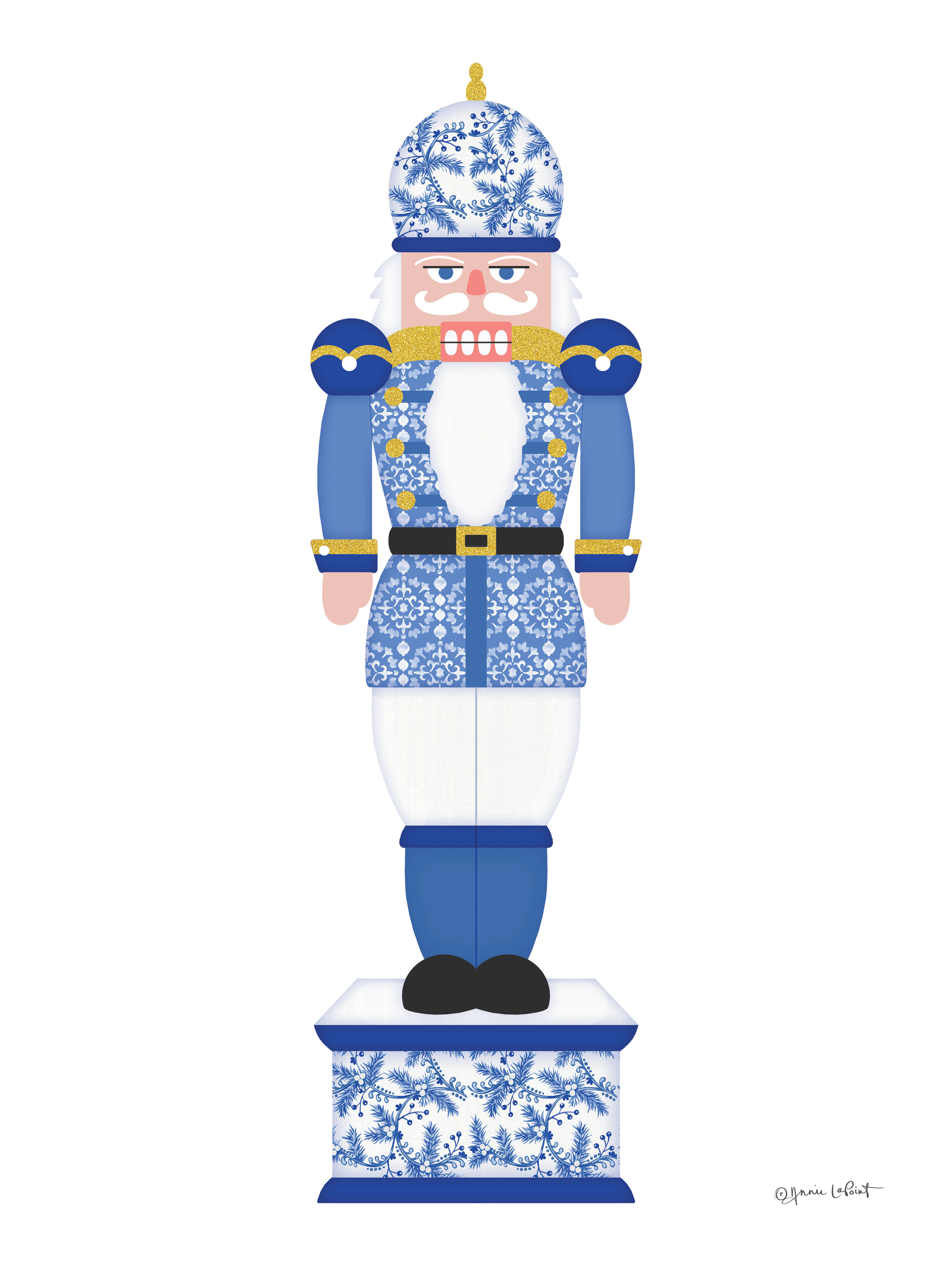 The Holiday Aisle® Blue And White Nutcracker I On Canvas by Annie ...