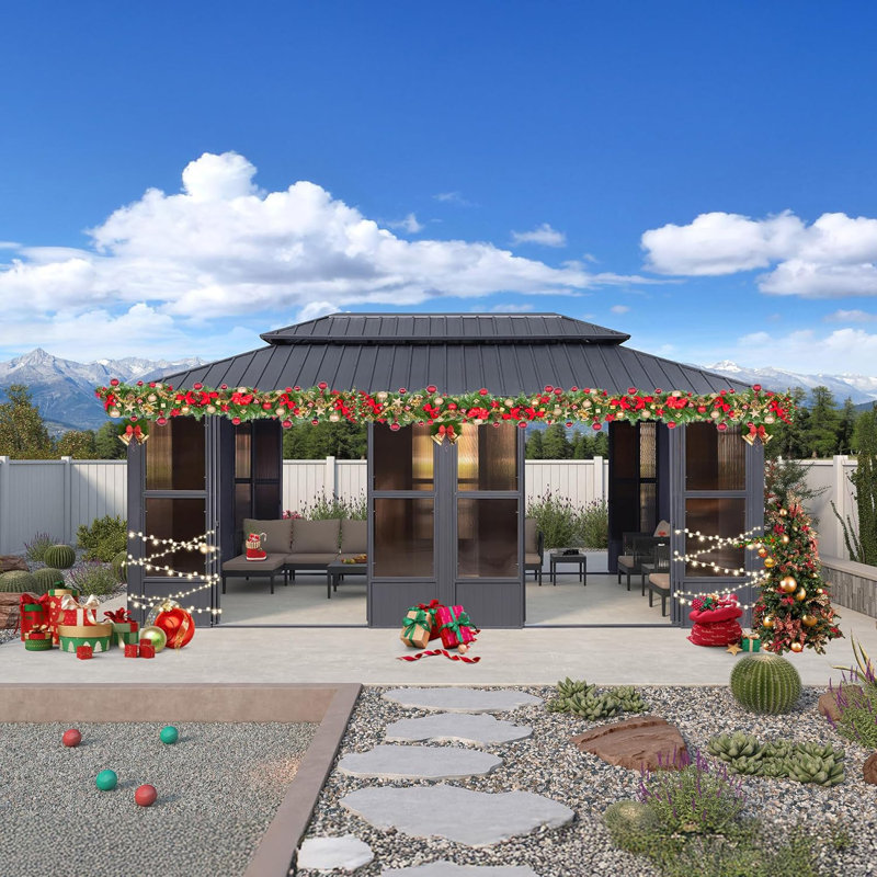 Purple Leaf 12 Ft. W X 20 Ft. D Aluminum Patio Gazebo Patio Hardtop ...