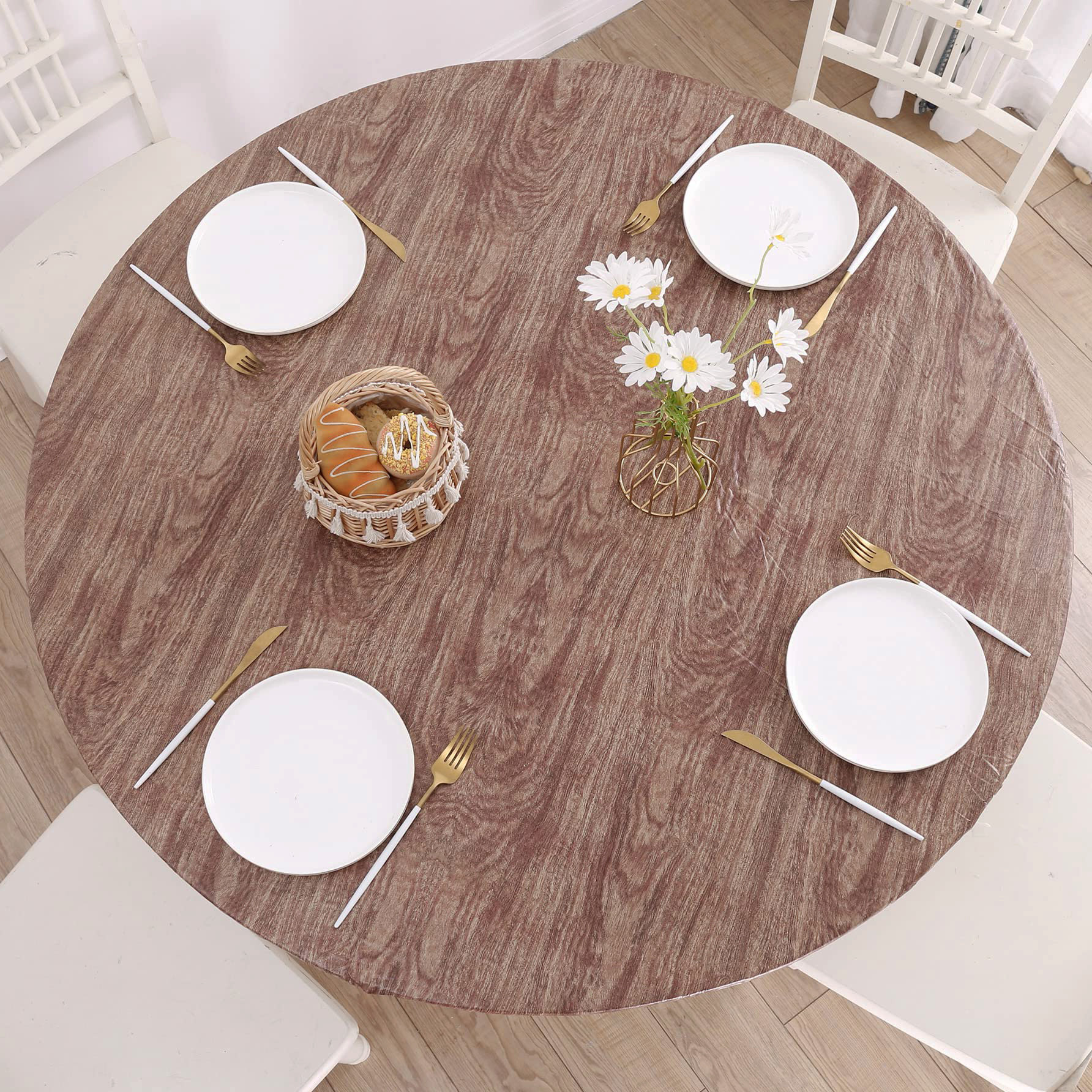 Gracie Oaks Round Tablecloth with Backing Elastic Edge Design ...