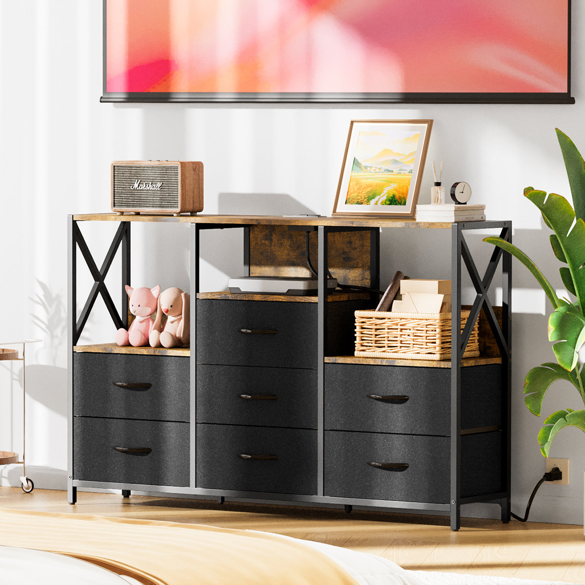 Wrought Studio Commode 7 tiroirs Owendale, meuble télé pour téléviseur ...