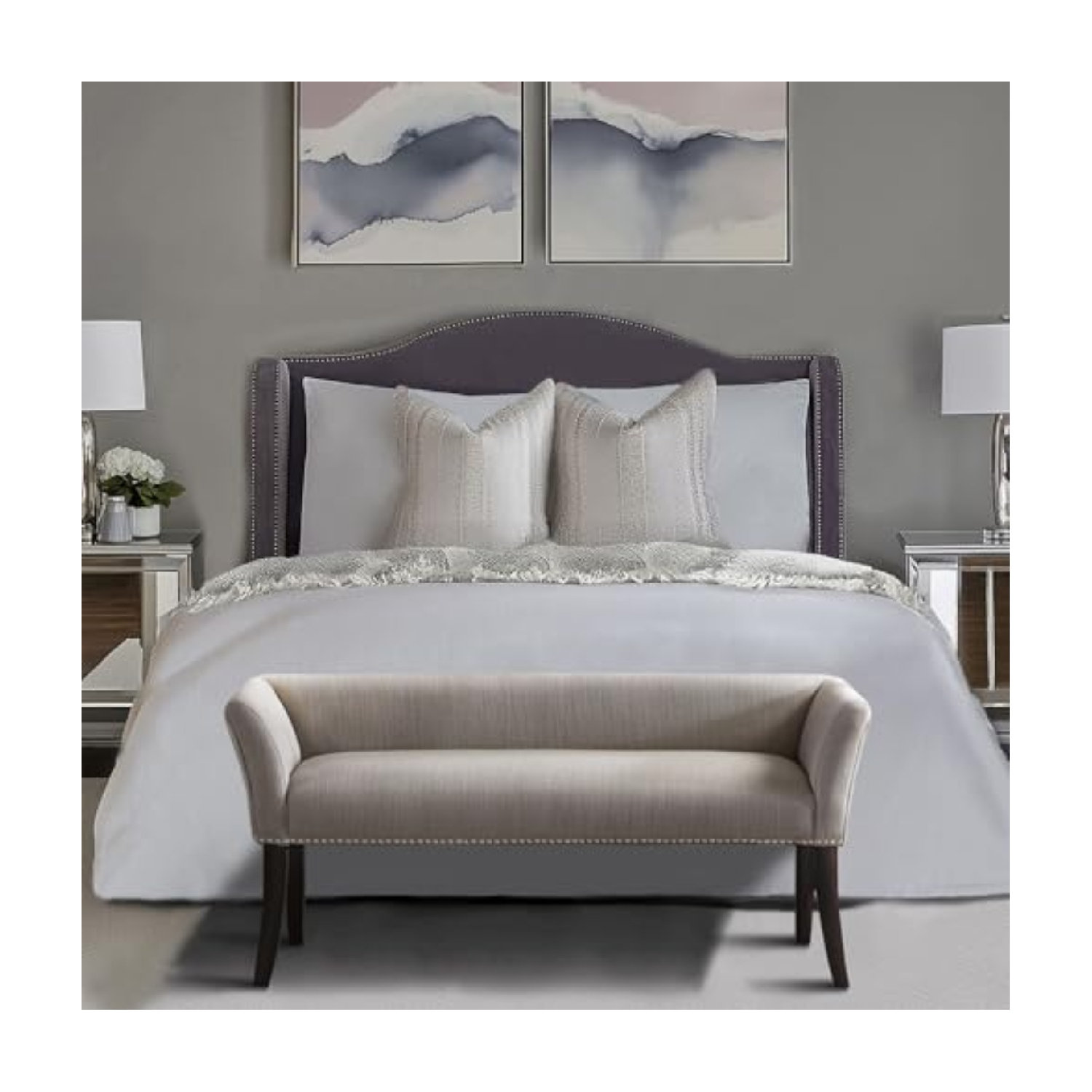 Latitude Run® Bedroom Solid Wood Polyester Fabric Seating Modern Style ...