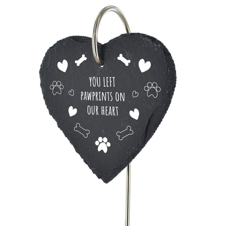 Dakota Fields Branka Slate Heart Pawprints On My Heart Grave Marker ...