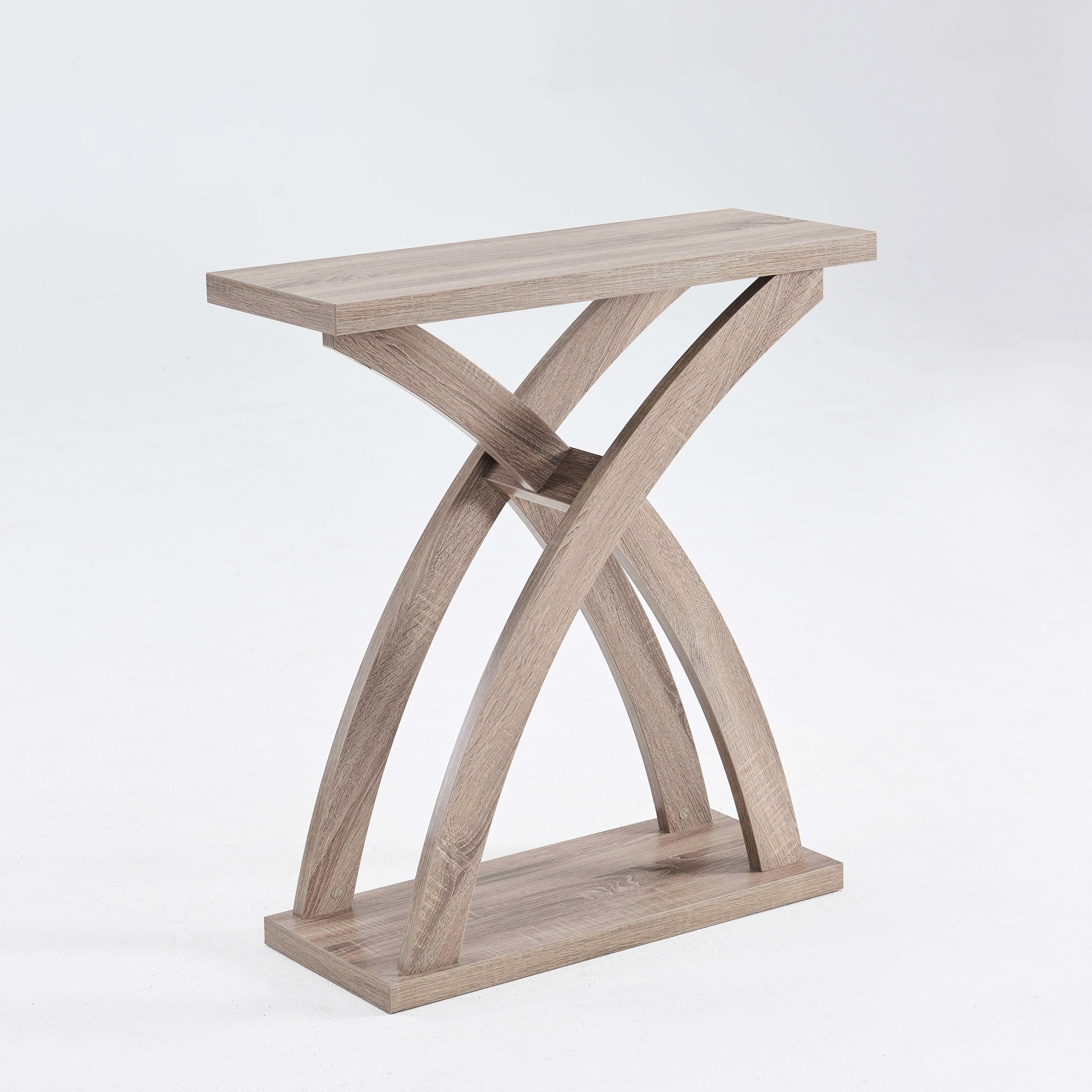 Ebern Designs Taupe Console Table For Front Door With Strong Base Panel Dark Color Robust Leg ...