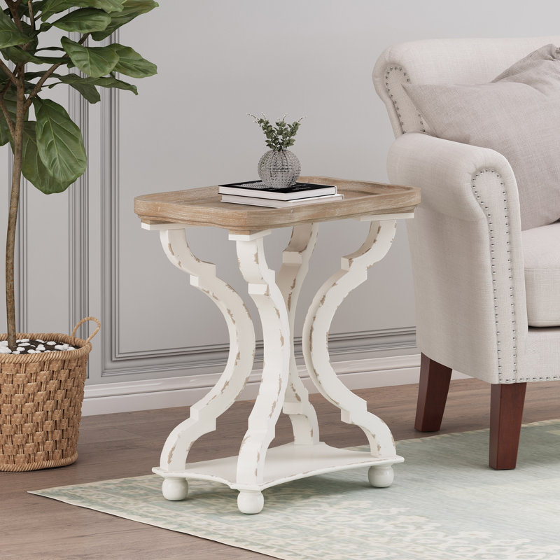 One Allium Way® Tray Top Trestle End Table with Storage & Reviews | Wayfair