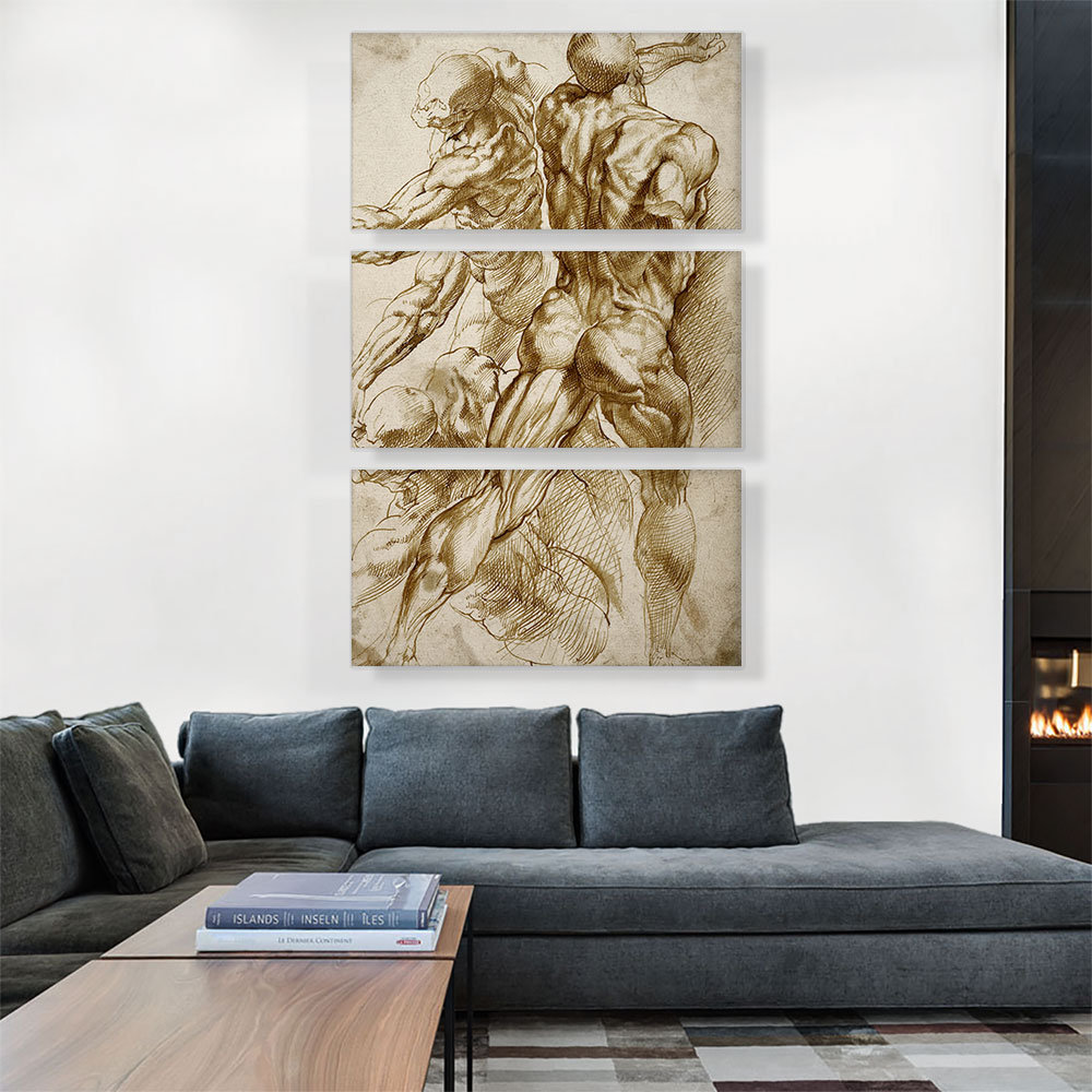 ARTCANVAS Anatomical Studies 1605 On Canvas 3 Pieces by Peter Paul ...