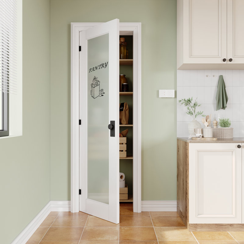 ARK DESIGN Pantry Door Solid Manufactured Wood Prefinished Glass Slab ...