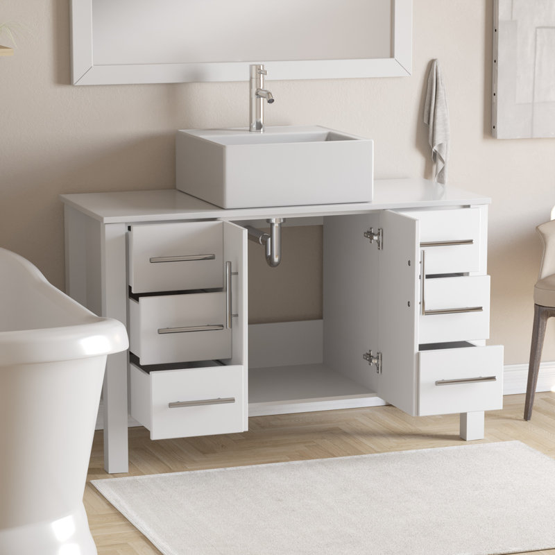 Wrought Studio Sharan 48'' Single Bathroom Vanity with Top with Mirror ...