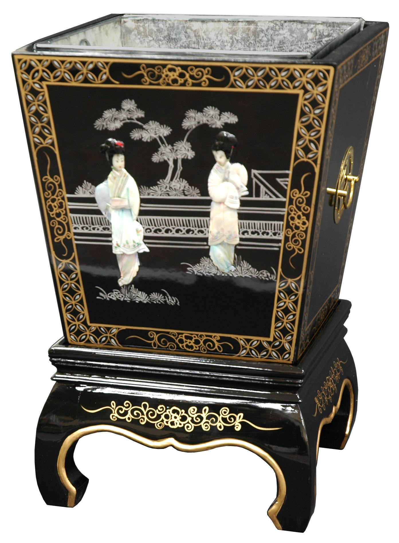 Oriental Furniture Lacquer Brass Pot Planter | Perigold