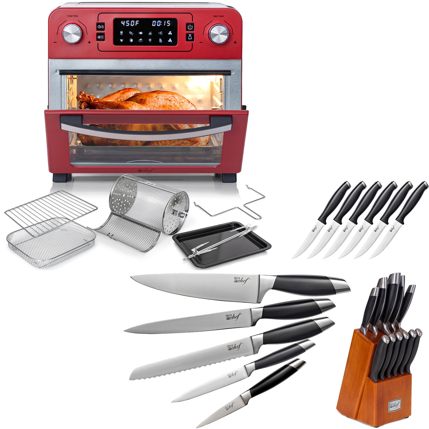 Deco Chef 22.71 Qt. Countertop Toaster Air Fryer Oven and Knife Set ...