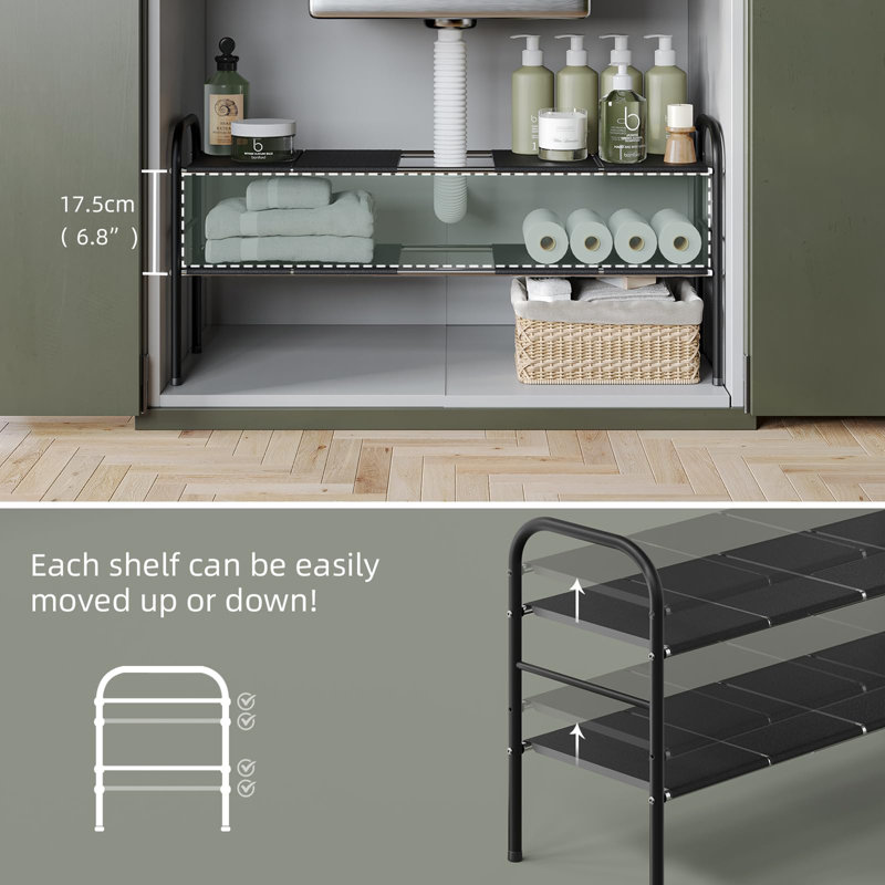 Latitude Run® 2 Tier Expandable Under Cabinet Organizer Shelf | Wayfair