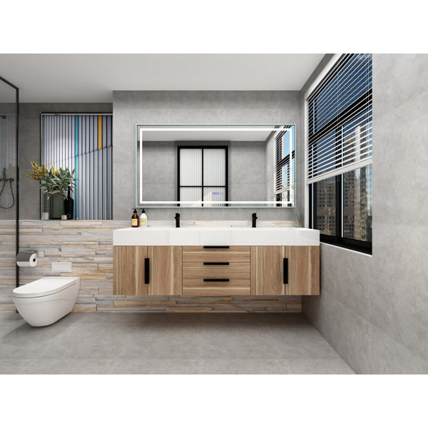 Latitude Run® Jessica 72'' Wall-Mounted Single Bathroom Vanity | Wayfair