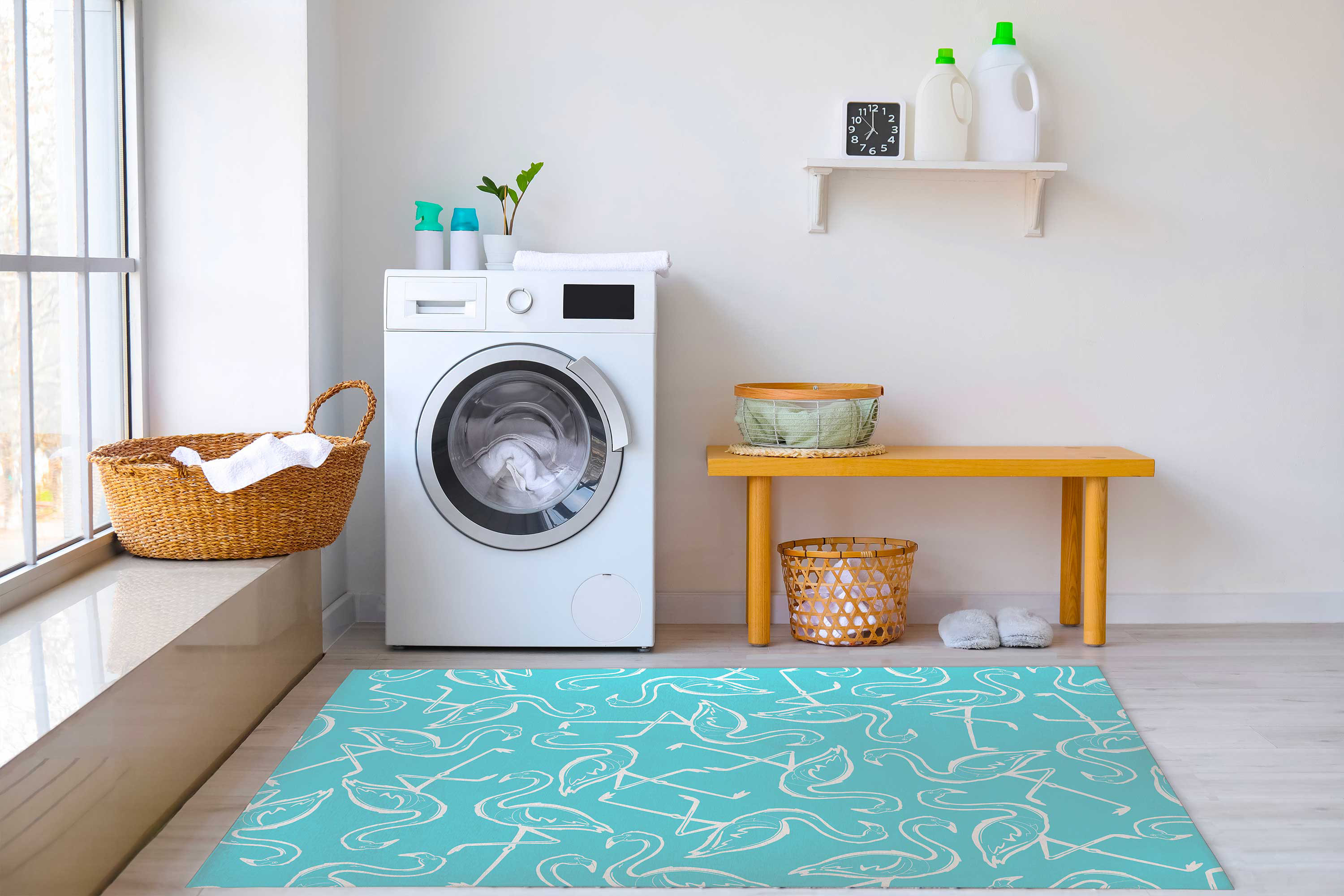 Red Barrel Studio® Clairlea Animal Print Polyester Laundry Mat in Blue ...