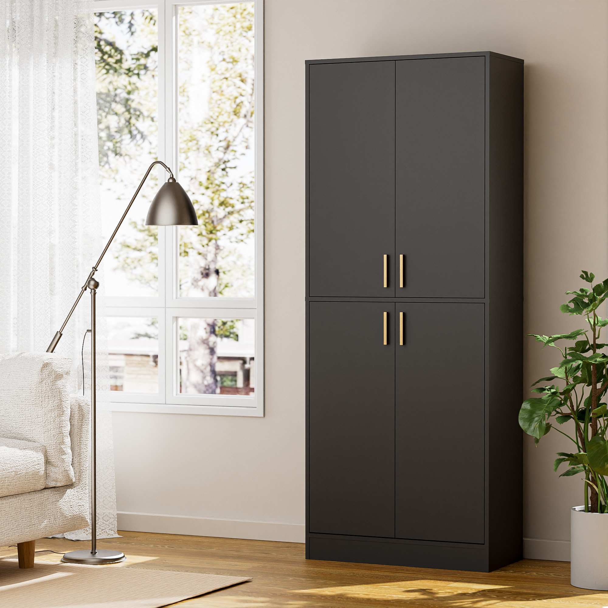 Latitude Run® Boscombe 71" H Kitchen Pantry Cabinet with 4 Doors and 2 ...