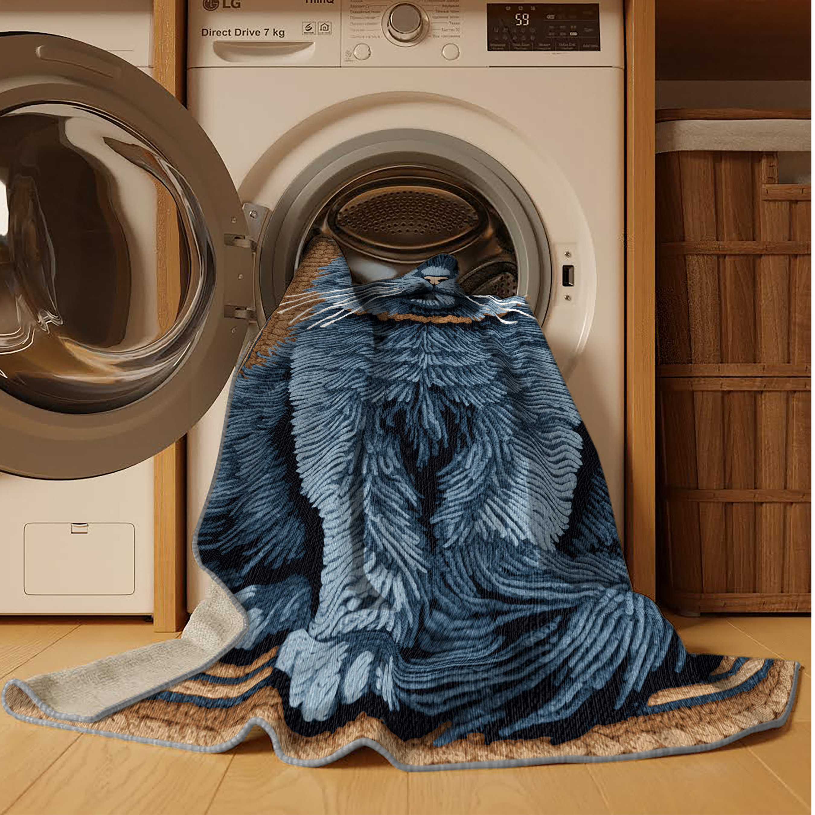 Foundry Select Washable Chartreux Cats Area Rug | Wayfair