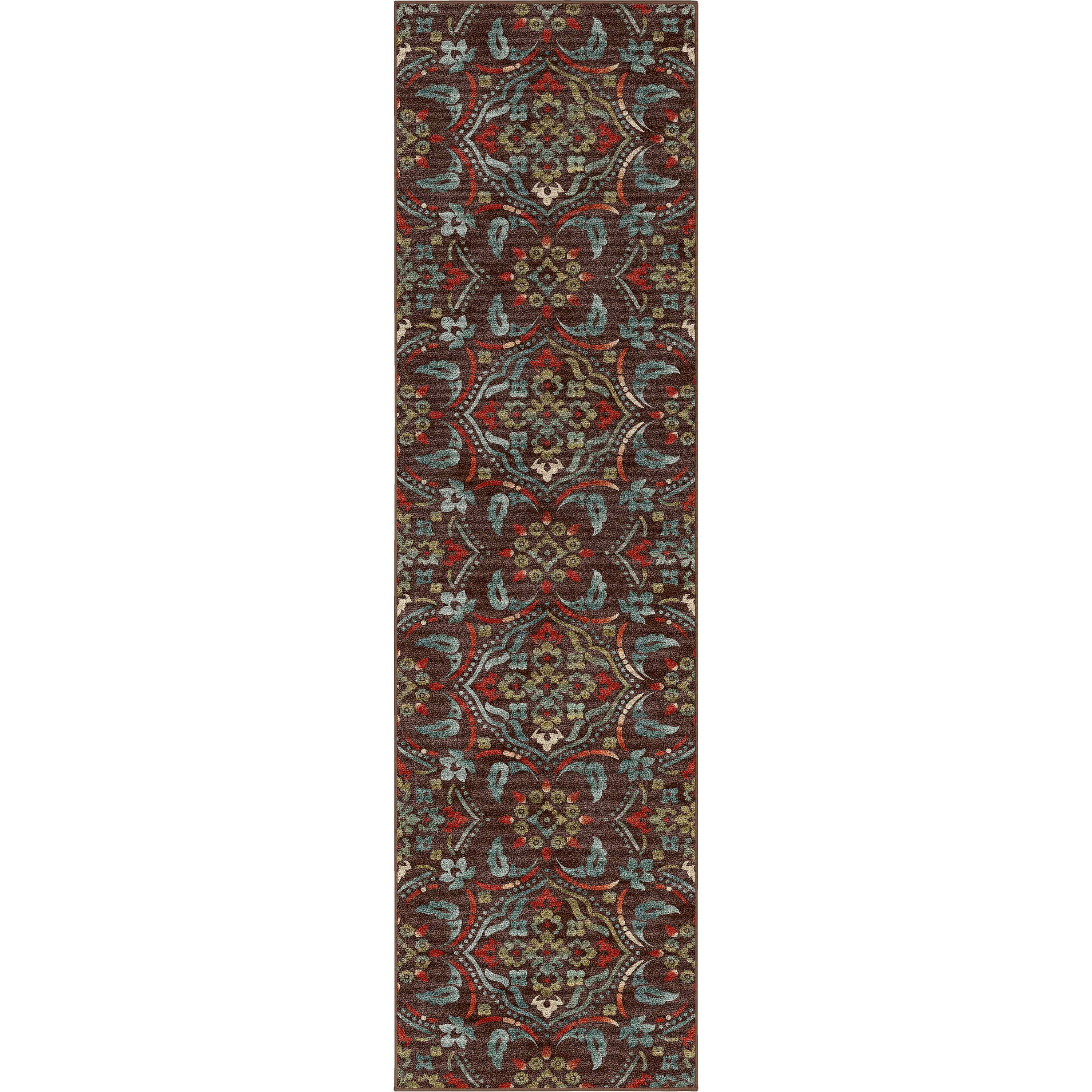 Charlton Home® Gioanna Florence Brown Traditional Floral Flatweave ...