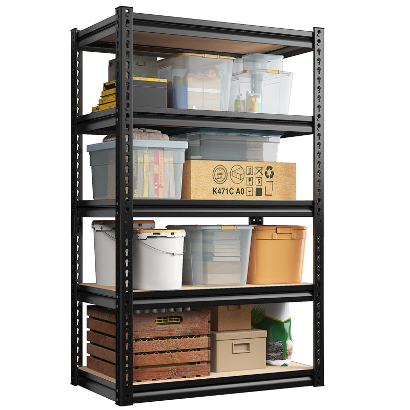 Rebrilliant Paltin 60" H Metal Storage Shelves, 5 Tiers Adjustable ...
