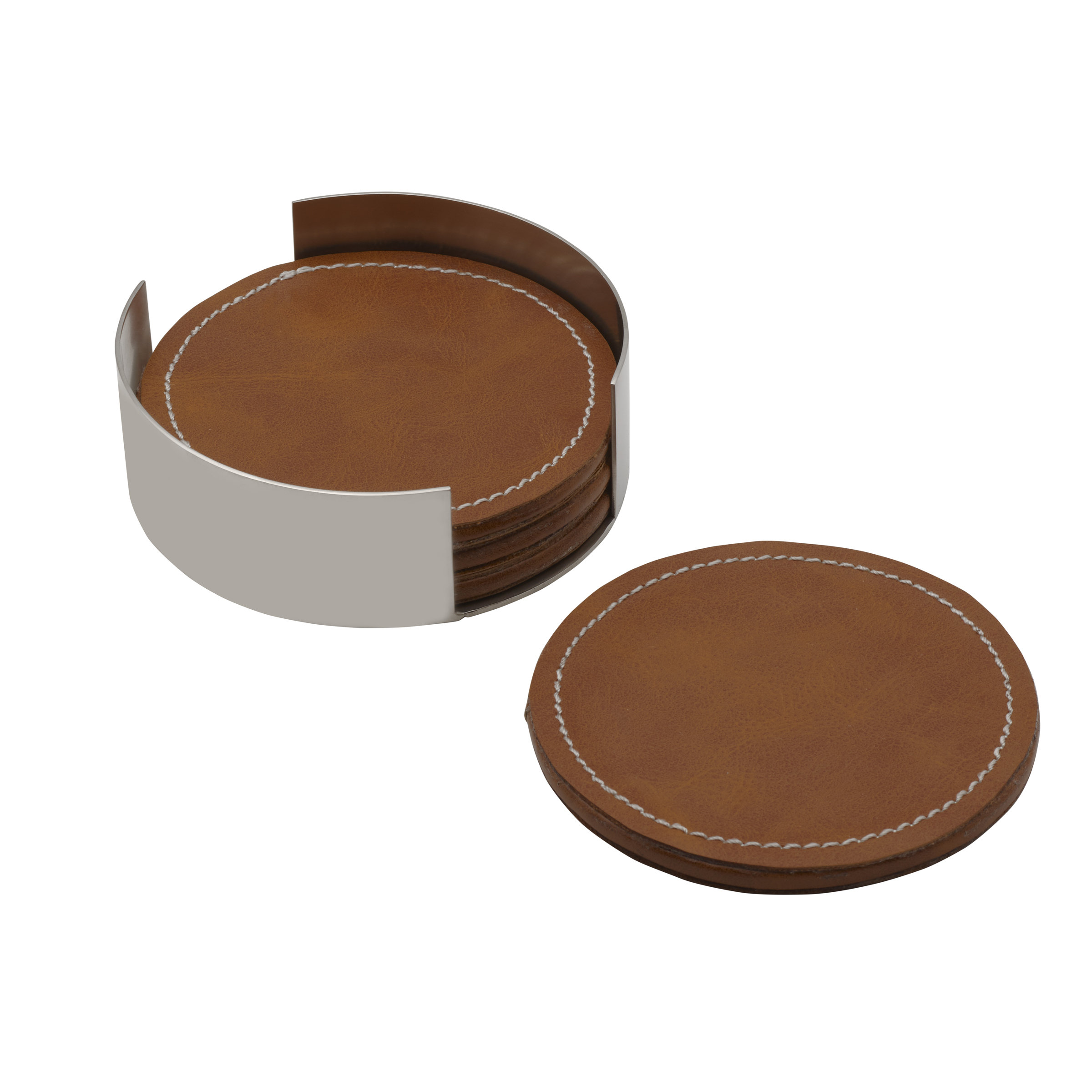 Mikasa Leather Stitched Coaster Set | Birch Lane