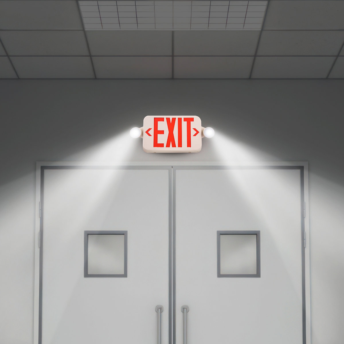 VEVOR Thermoplastic LED Double Sided Emergency Exit Combo Sign | Wayfair