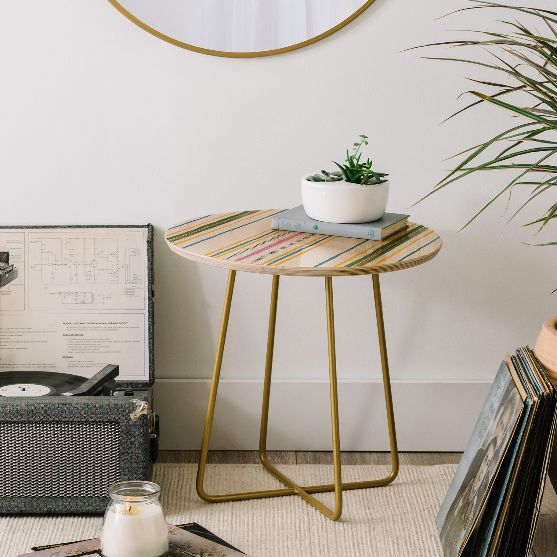 East Urban Home Rachelle Roberts Ticker Stripe End Table | Wayfair