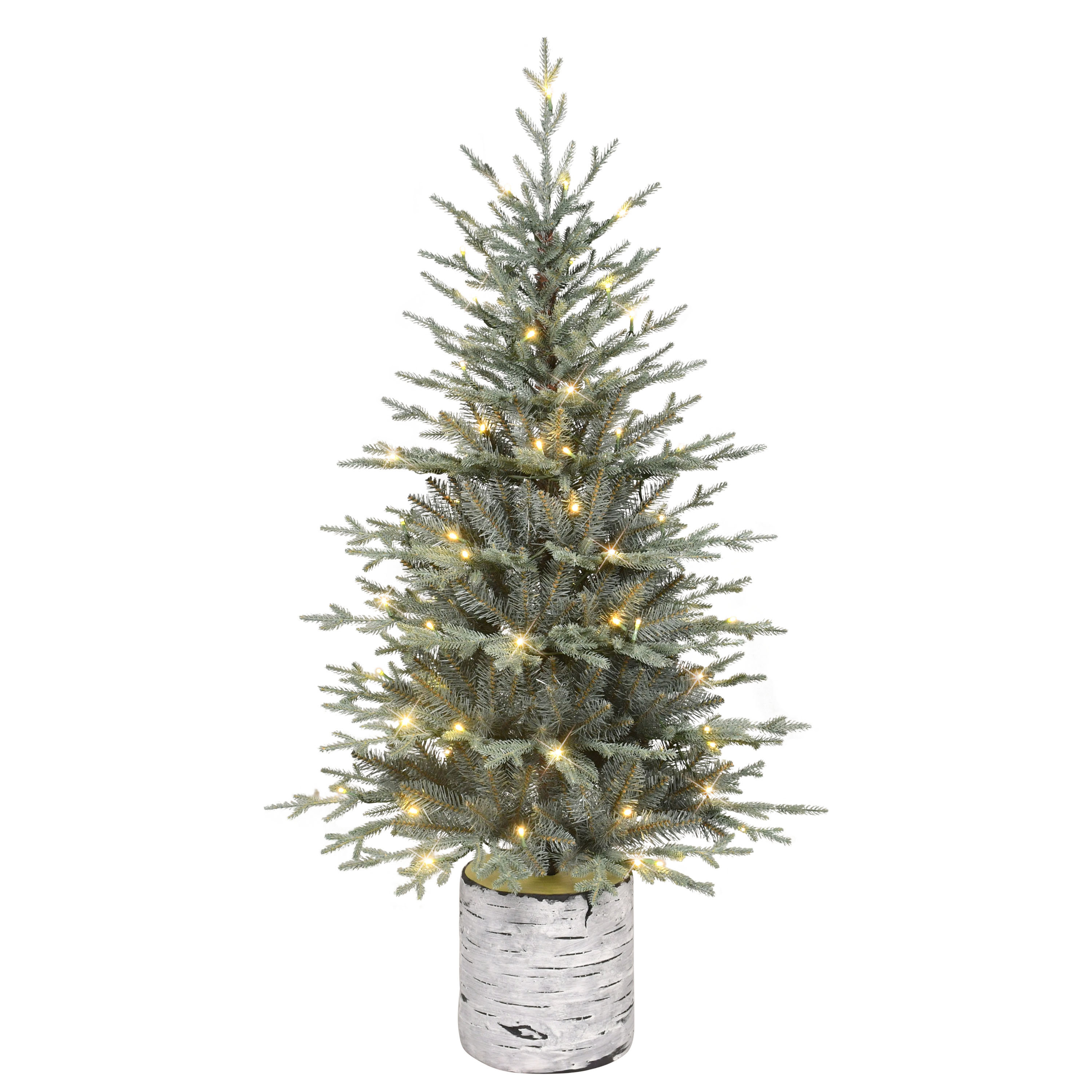 Ebern Designs 4.5' Pre-Lit Artificial Blue Potted Arctic Fir Tree | Wayfair