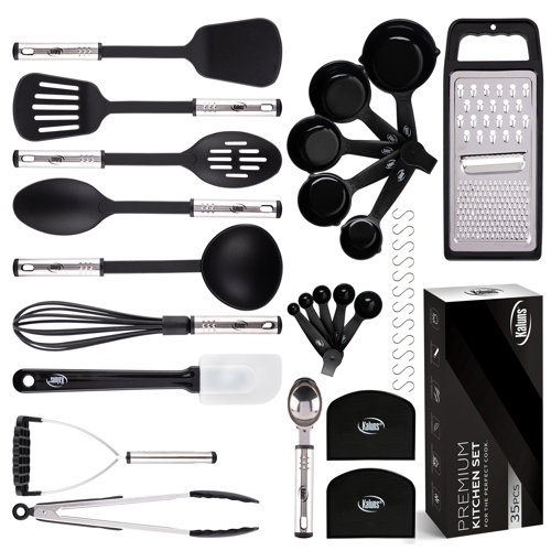 KALUNS Kitchen Utensil set, 35 Nylon Stainless Steel Cooking Supplies ...