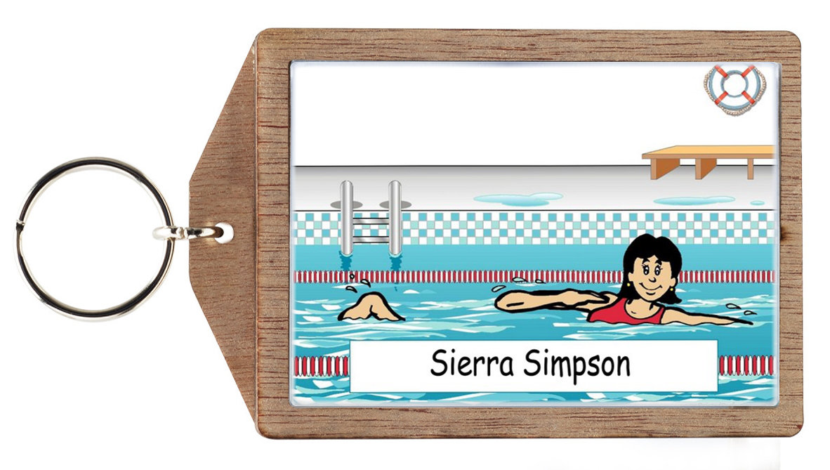 Printed Perfection Personalized Swimmer - Female Wooden Key Chain | Wayfair