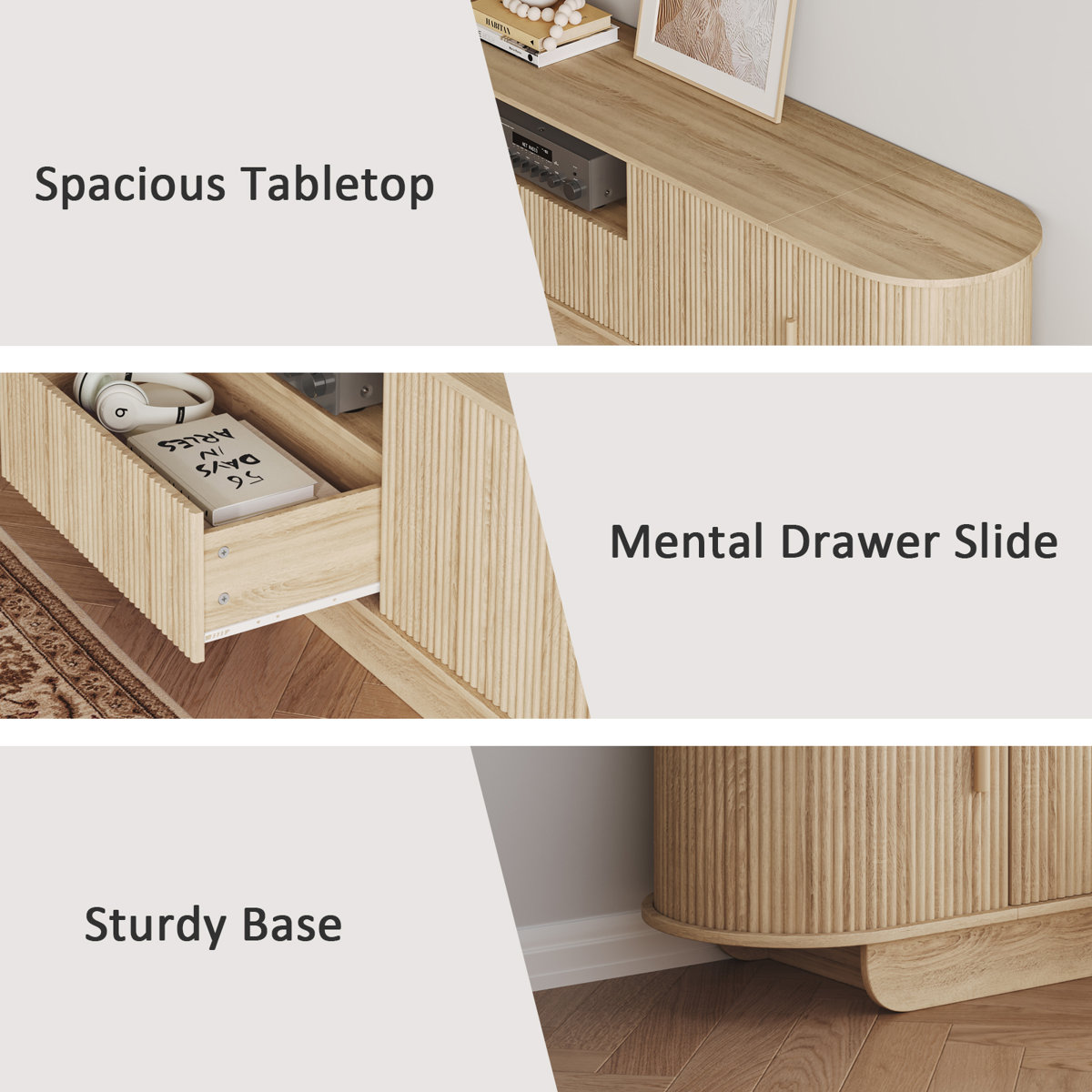 Ebern Designs 86.6" Curved Tv Stand | Wayfair