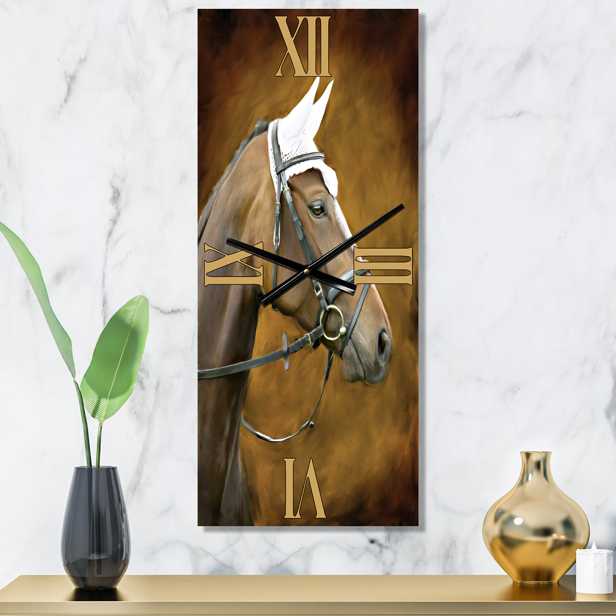 East Urban Home Portrait of Horse with Ears Wall Clock | Wayfair