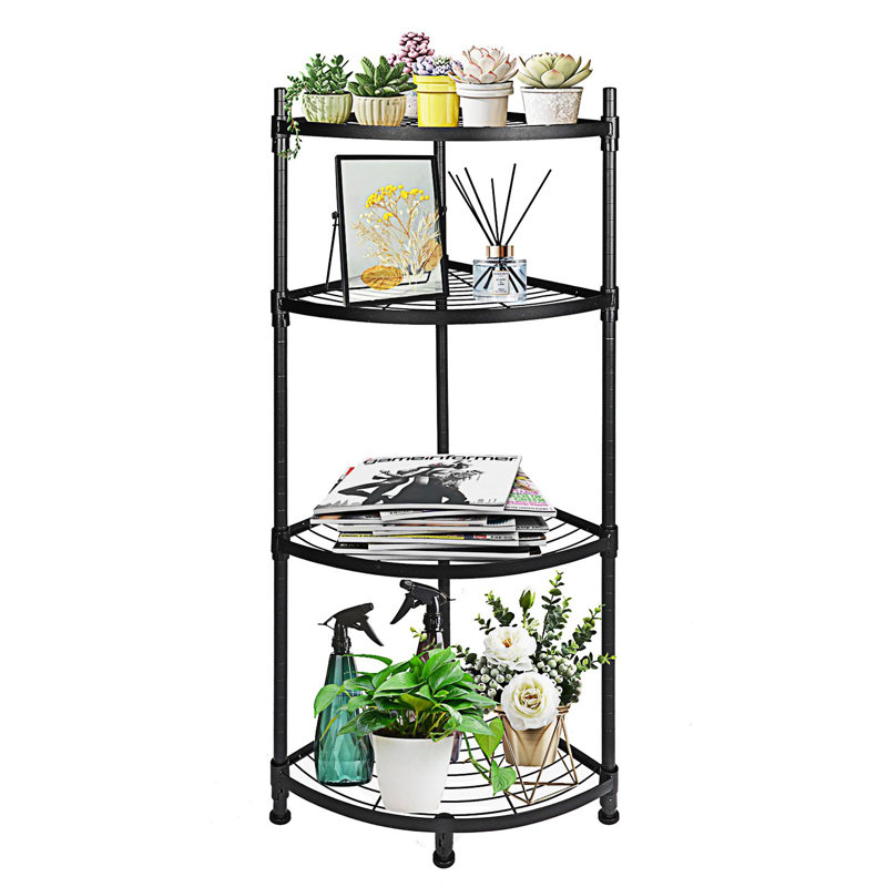 17 Stories Modern 4-Tier Corner Display Rack, Metal Bookcase | Wayfair