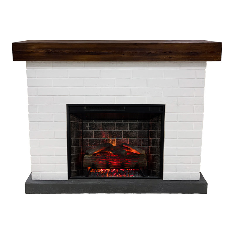 Country Living Jackson White Faux Brick Surround, Wood Mantel & 28 ...