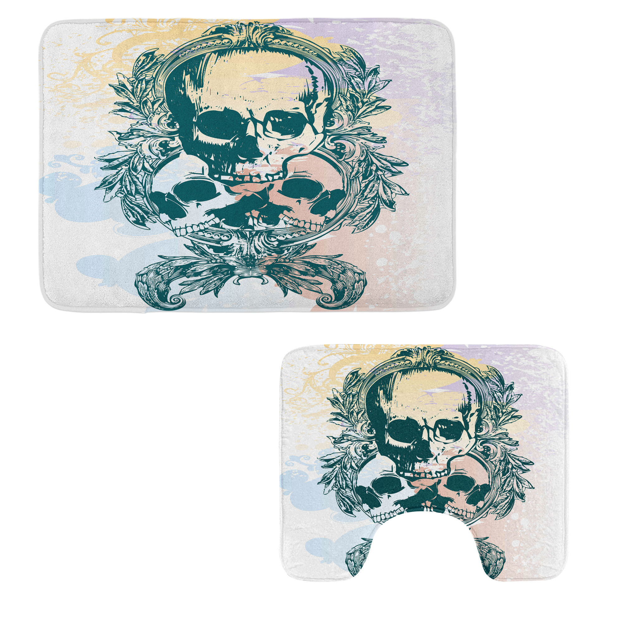 East Urban Home Skull Bathroom Rug Set 2 Pieces Rectangle & Contour ...