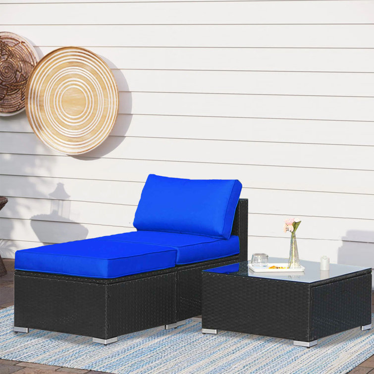 Latitude Run® Patio Rattan Armless Chair With Table | Wayfair