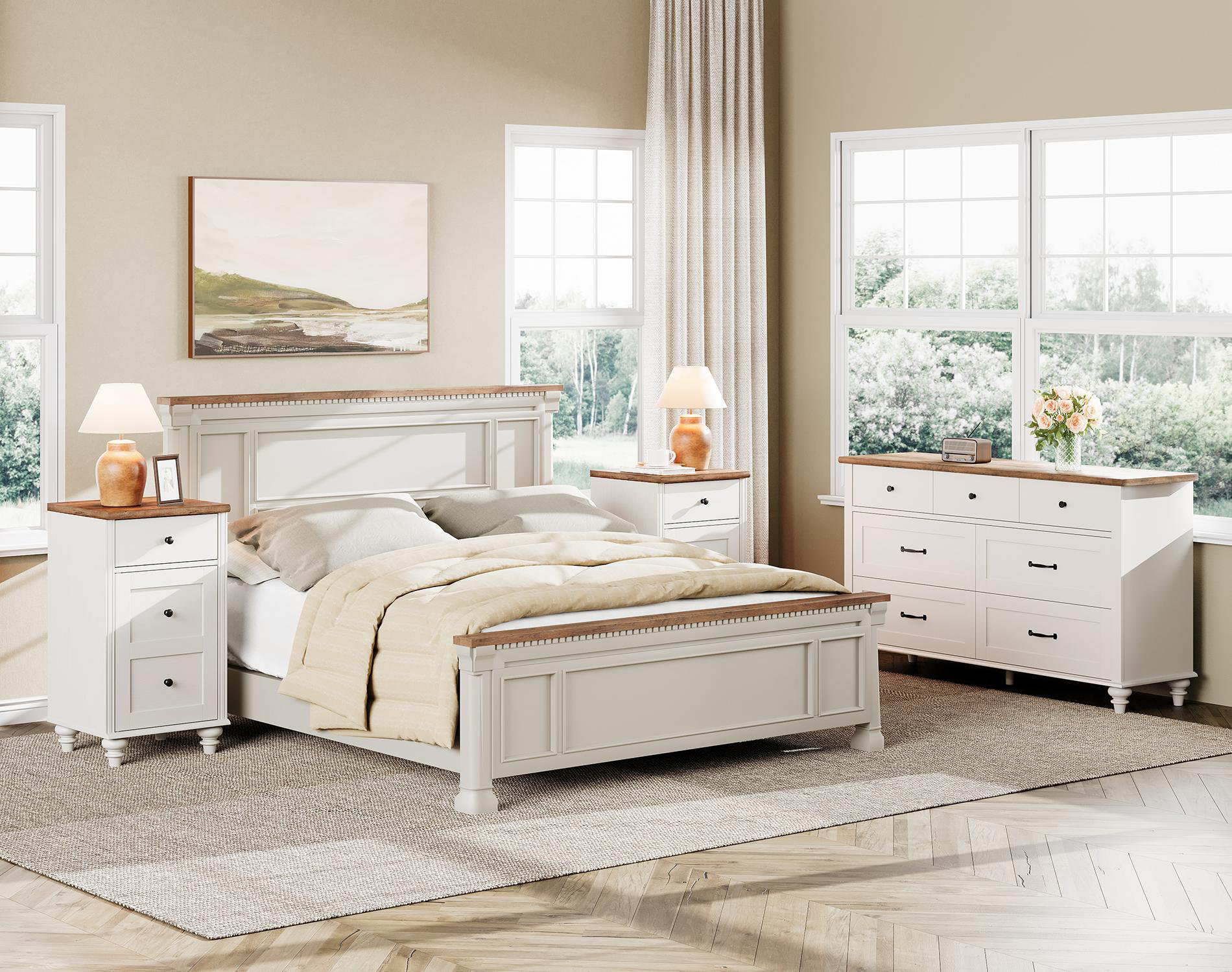 Charlton Home® 3 Piece Bedroom Set - Includes Mid Century 7 Drawer ...