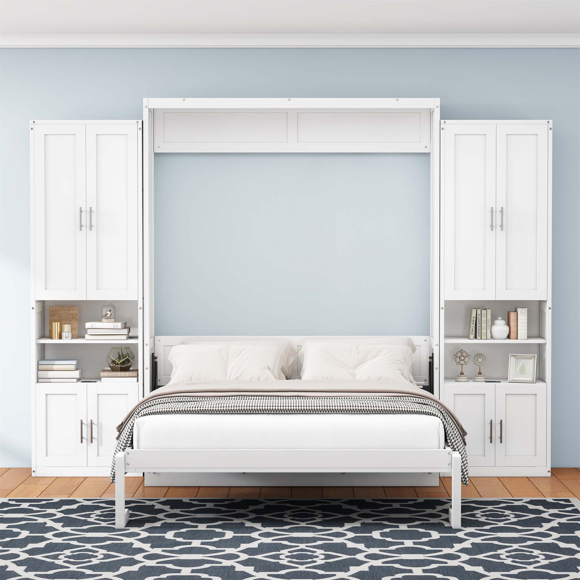 Harriet Bee Murphy Bed With Cabinet Storage Shelves, Cabinet Bed ...