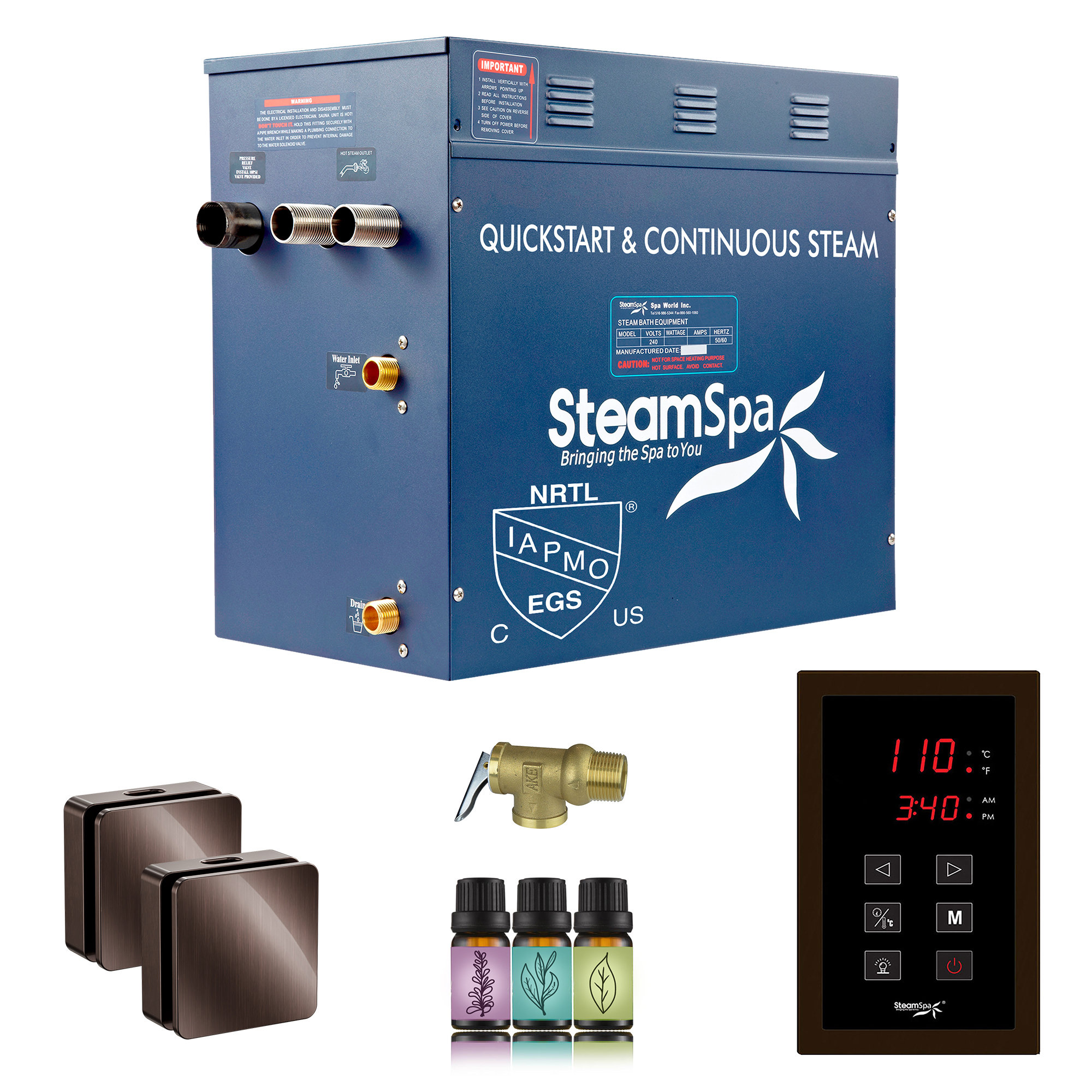 Steam Spa Oasis Series 10.5KW Steam Bath Generator With Continuous ...
