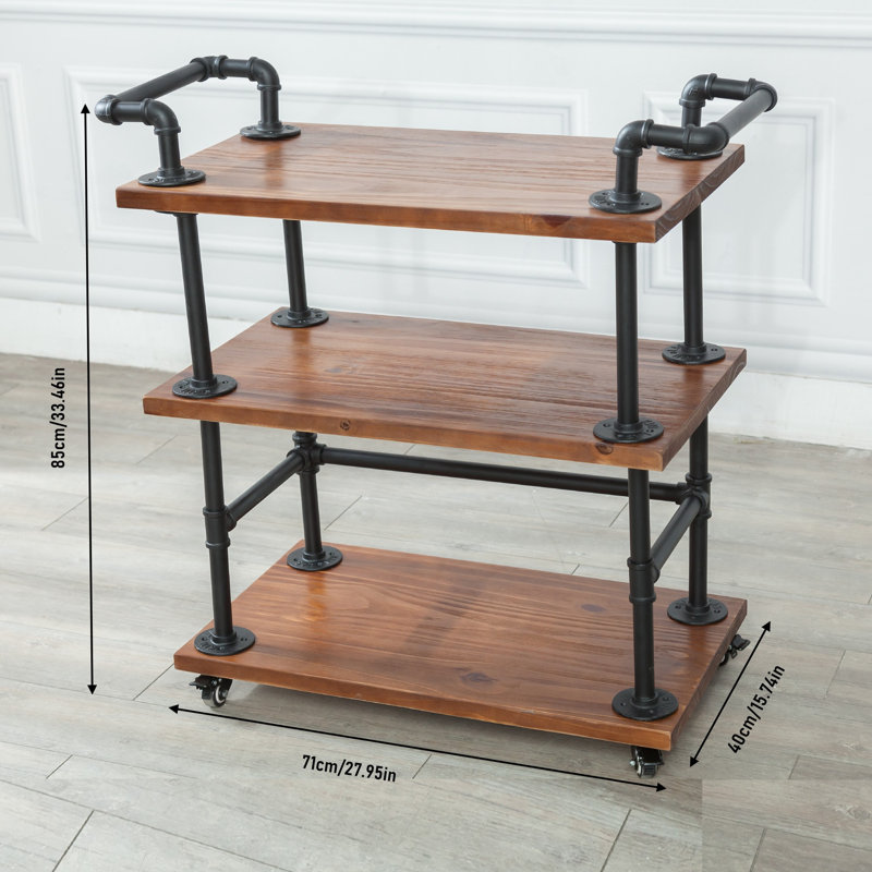 Williston Forge Industrial Bar Carts, 3 Tier Bar Cart For Home, Serving ...