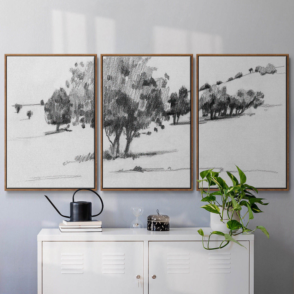 Winston Porter Treeline Sketch I - 3 Piece Floater Frame Print on ...