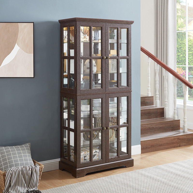 Dovecove Curio Display Cabinet with Glass Doors Adjustable Shelves ...