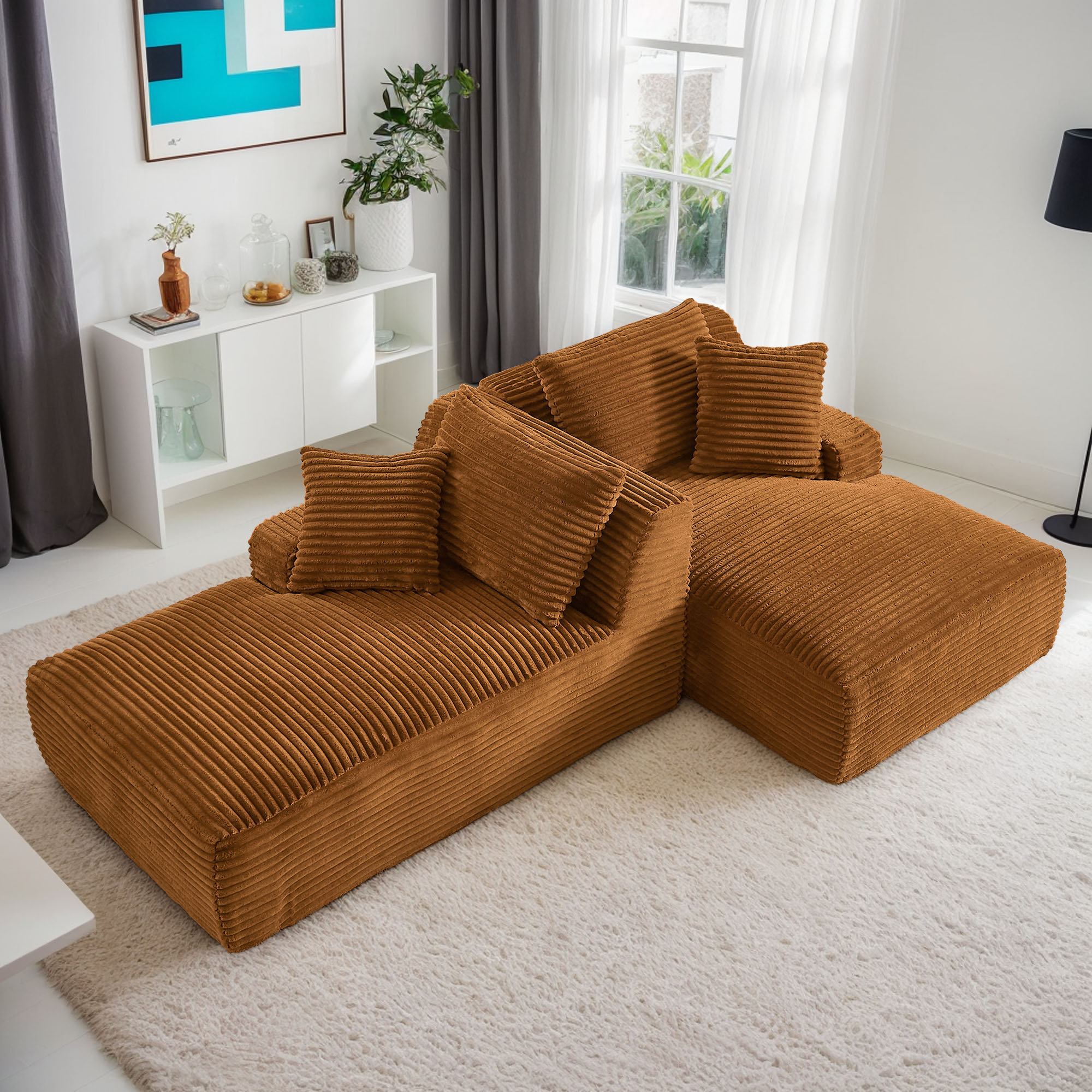 Latitude Run® 79 Inches double sleeper Corduroy Upholstered Chaise ...