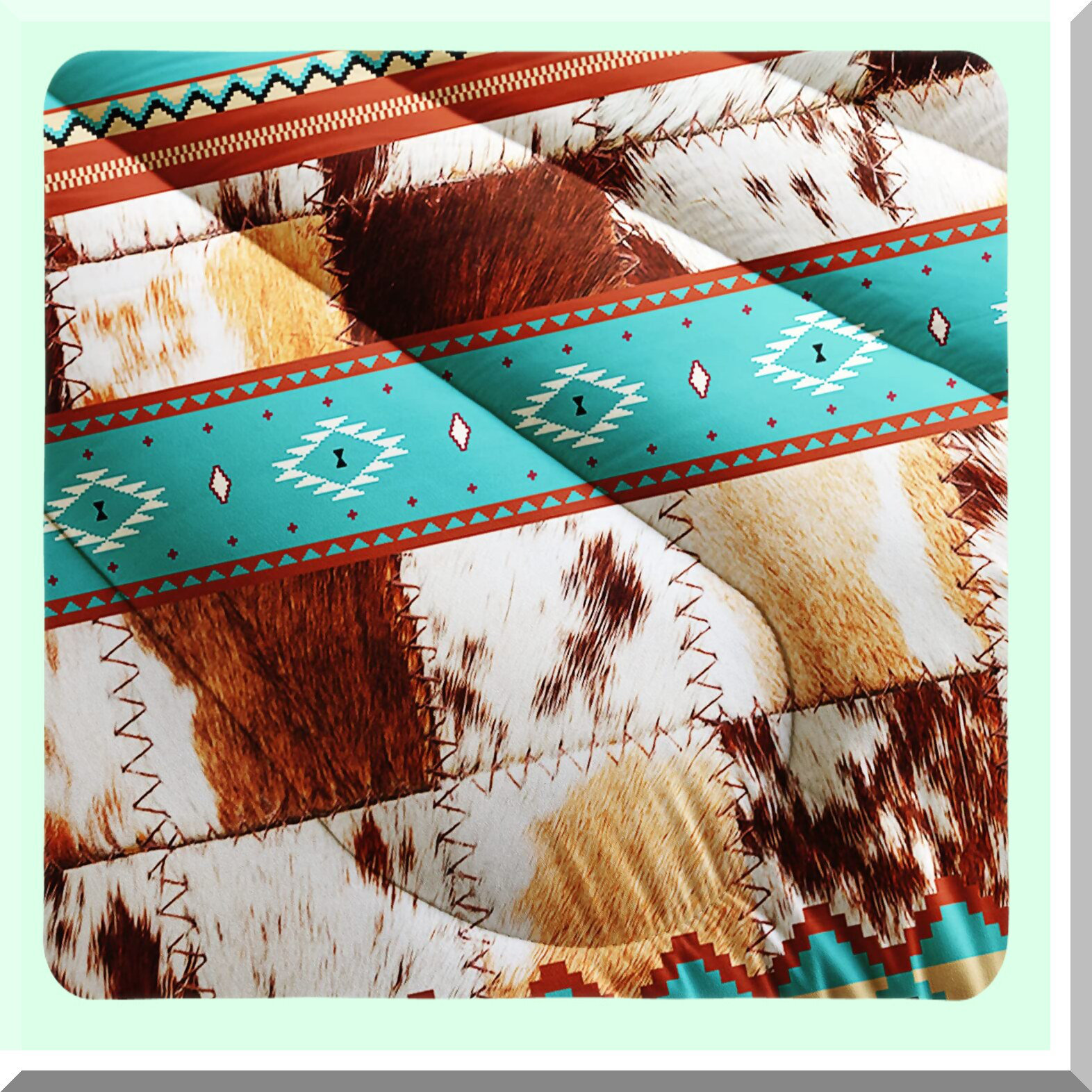 Foundry Select Cowhide Comforter Set - Full Size Geometric Tribal Theme ...