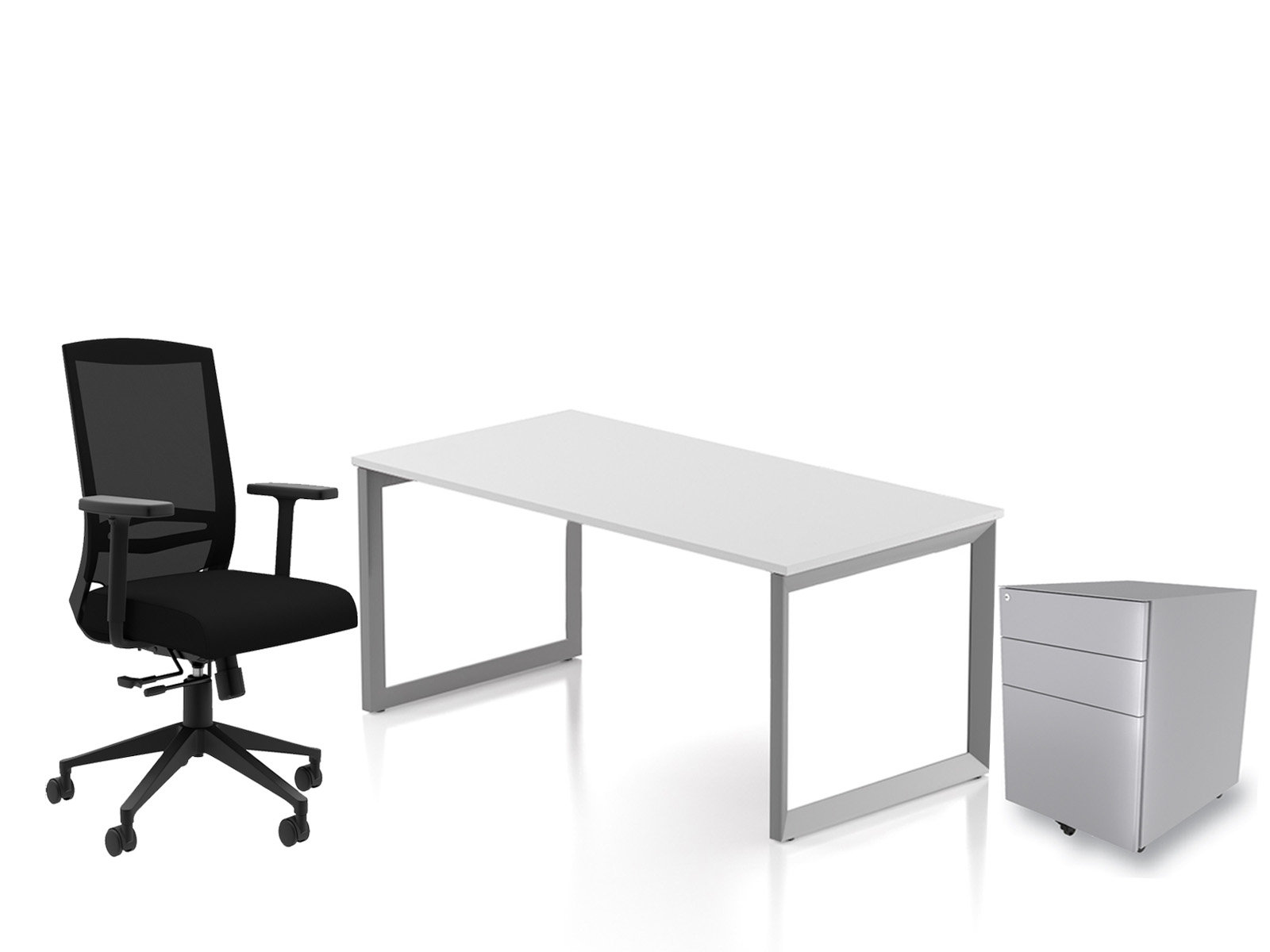 Compel Pivit 3 Piece Rectangular Writing Desk Office Set with Chair ...