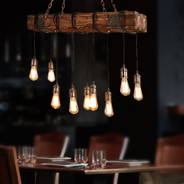 Loon Peak® Bucktown 10-Light Rustic Farmhouse Kitchen Island Pendant ...