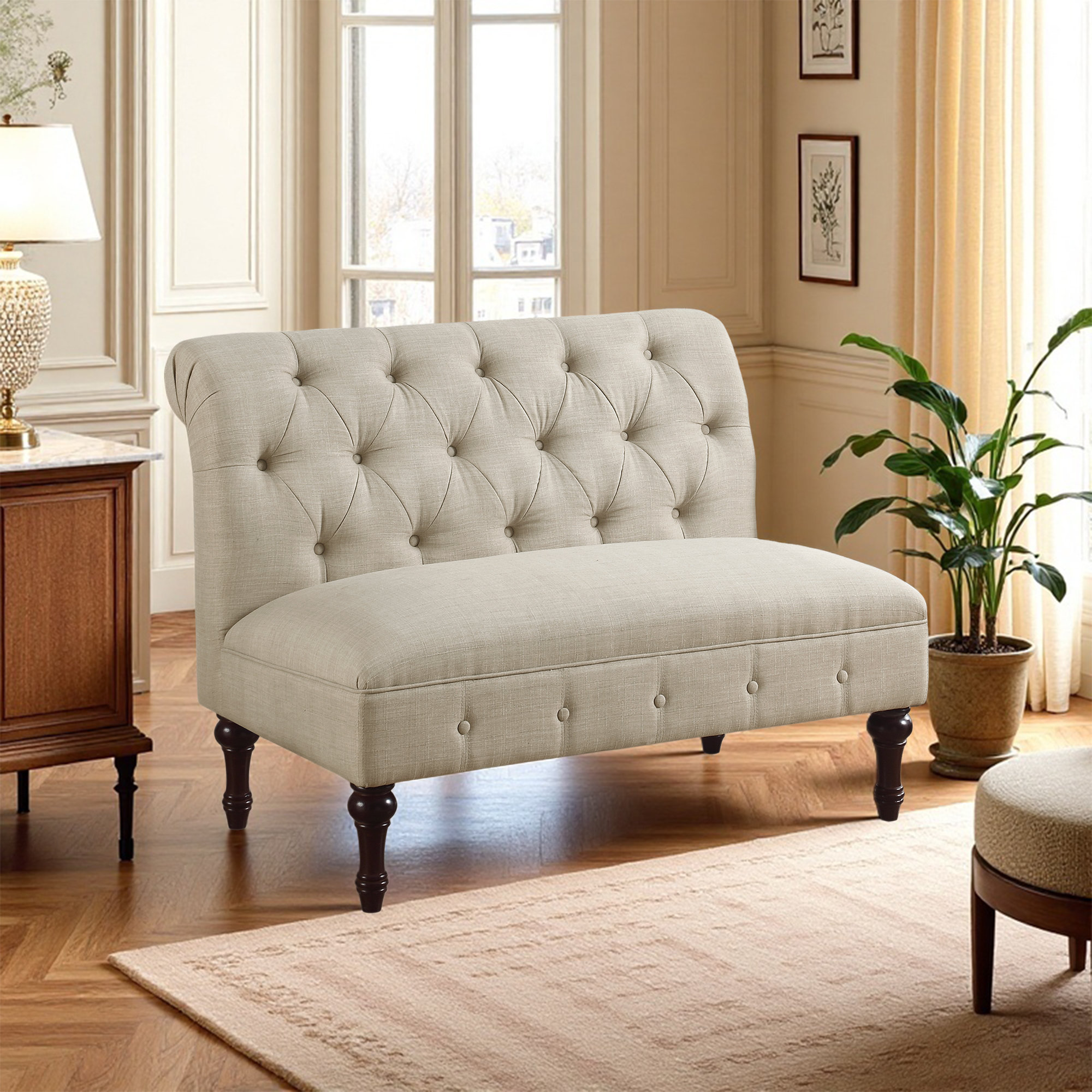 Ebern Designs Upholstered Tufted Fine Polyester Chair Loveseat Sofa ...
