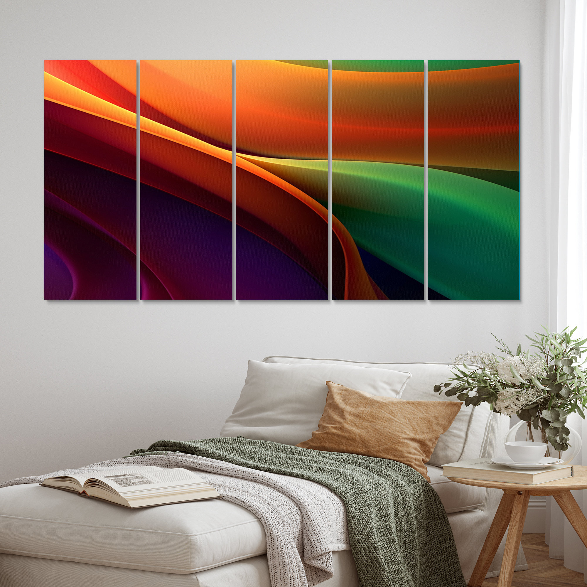 Wrought Studio™ Orange Green Spectral Currents - Fractals Canvas Print ...